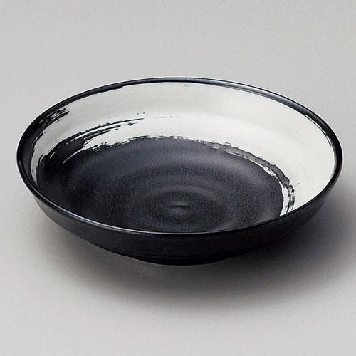 【ときわ28集-230】 黒マット白刷毛4.0深皿 – 業務用食器の食器プロ